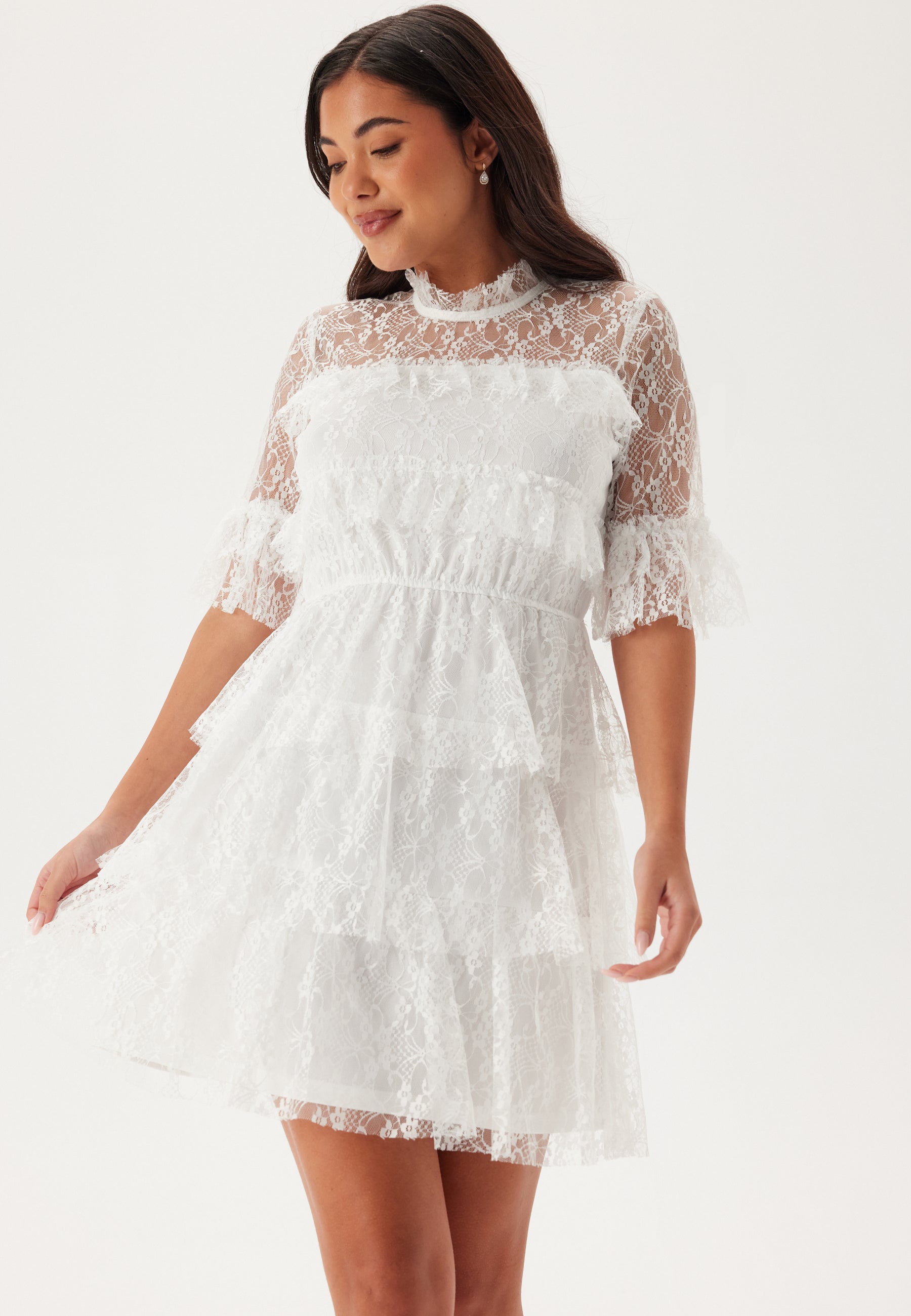 Bubbleroom – Frill Lace Dress – Christmas dresses – White