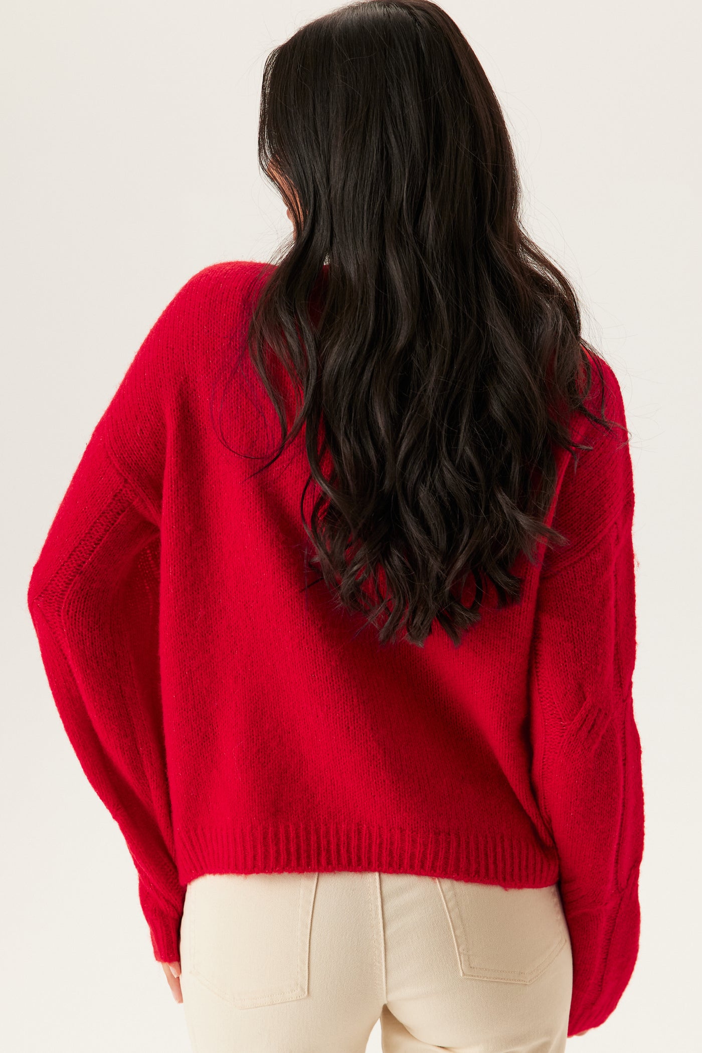 Pieces - Pieces - Pcjenna Ls O-neck Cable Knit Goji Berry